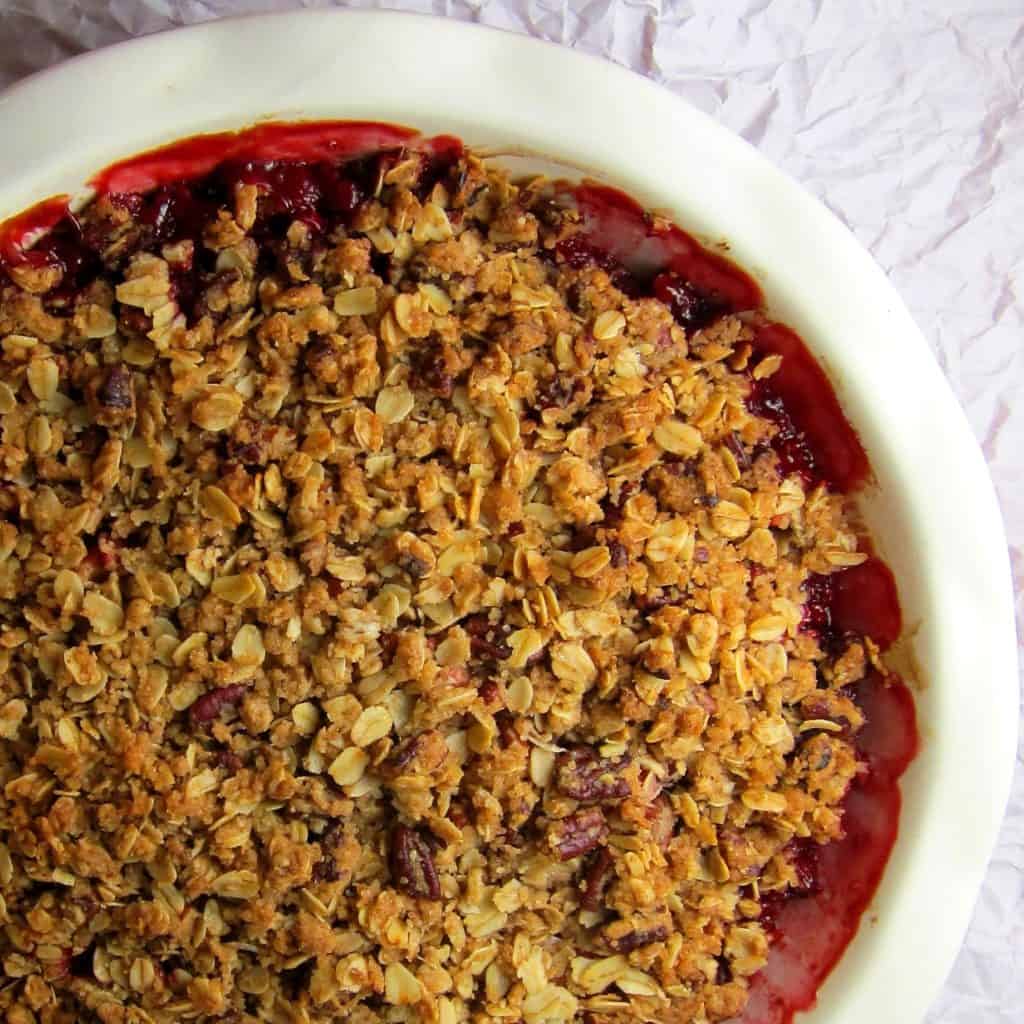 Apple Raspberry Crisp with Oat Pecan Topping | Babaganosh