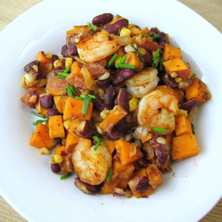 Cajun Shrimp & Sweet Potato Hash | Babaganosh