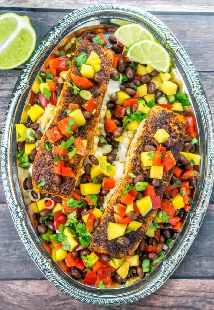 Blackened Salmon with Mango Black Bean Relish | Babaganosh