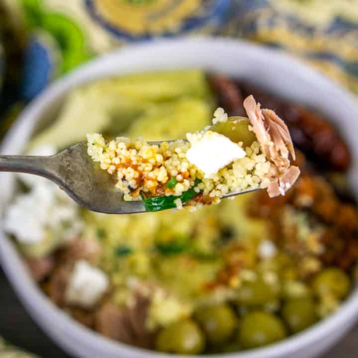 Mediterranean Couscous Tuna Bowls | Babaganosh