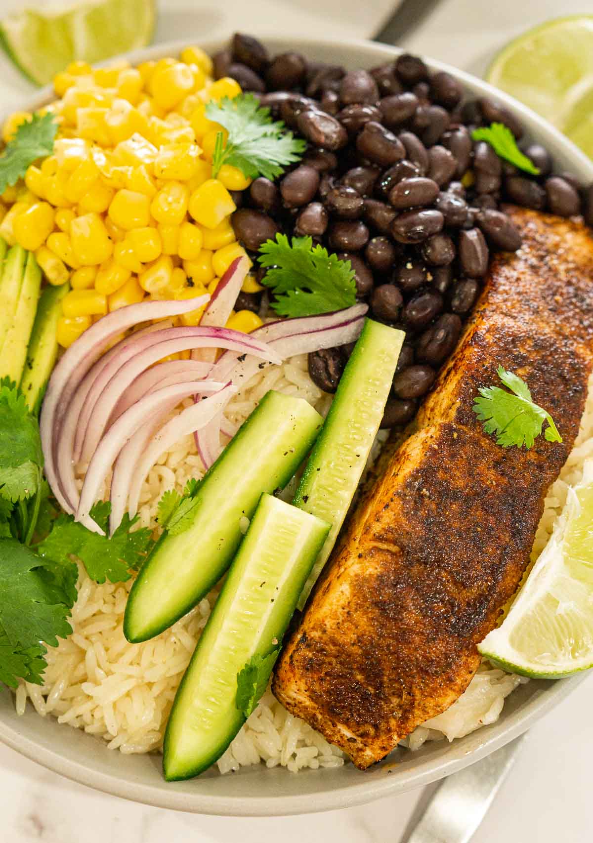 Blackened Salmon Rice Bowls | Babaganosh