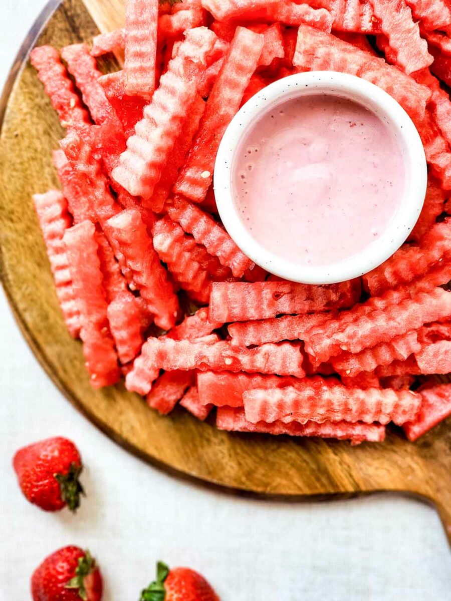 TikTok Watermelon Fries with Strawberry Yogurt Dip | Babaganosh