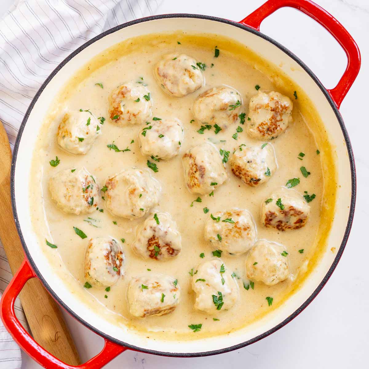 Chicken Swedish Meatballs - One Pan 30 Minute Dinner | Babaganosh